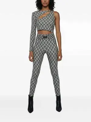 Elisabetta Franchi Monogram Print One-shoulder Jumpsuit - Black