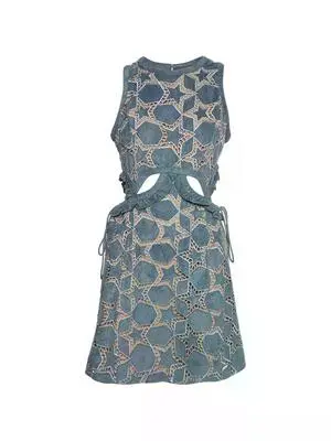 SELF-PORTRAIT Embroidered Cutout Mini Dress - Blue