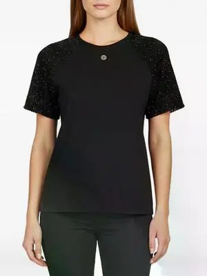 Maje Tweed Panel Raglan Sleeve T-shirt