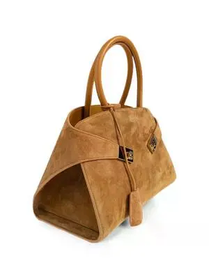 FERRAGAMO Calf Suede Tote Bag With Gancini Buckles