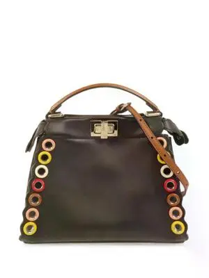 Fendi Peekaboo Eyelet Shoulder Bag - Black