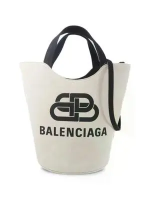 Balenciaga Wave Logo Tote Bag - Neutrals