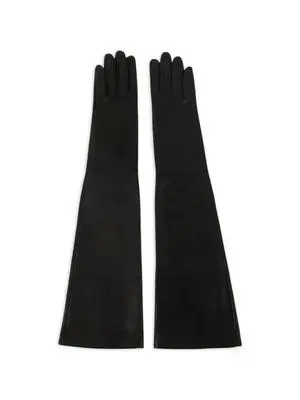 Hermès Long Leather Gloves - Black