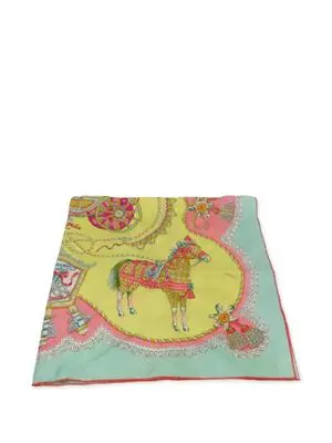 Hermès Paperoles Horse-print Silk Scarf - Yellow