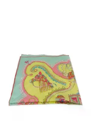 Hermès Paperoles Horse-print Silk Scarf - Yellow