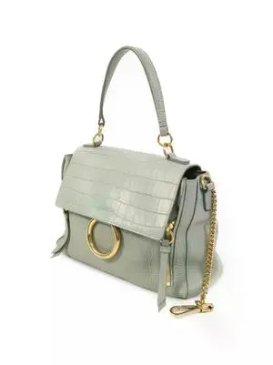 Chloé Crocodile-effect Ring-detail Shoulder Bag - Blue