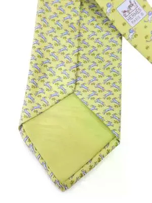 Hermès Animal-print Silk Tie - Green