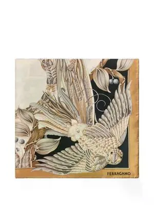 FERRAGAMO Bird-print Silk Scarf - Neutrals