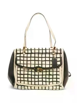 COACH VINTAGE Check Canvas Shoulder Bag - Black