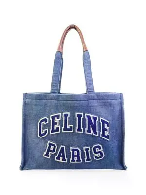 Celine Logo-patch Denim Tote Bag - Blue