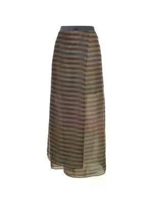 Brunello Cucinelli Striped Draped Maxi Skirt