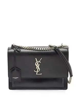Saint Laurent Sunset Leather Medium Shoulder Bag - Black