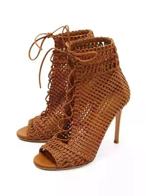 GIANVITO ROSSI Woven Lace-up Ankle Boots