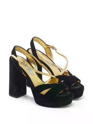 Prada Criss-cross Strap Platform High Block Heel Sandals