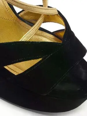 Prada Criss-cross Strap Platform High Block Heel Sandals