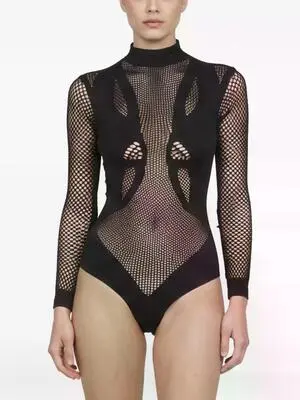 Attico Mesh High-neck Bodysuit - Black
