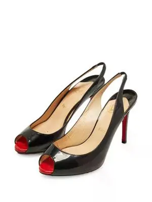 CHRISTIAN LOUBOUTIN Patent Peep-toe Slingback High Stiletto Heel Sandals