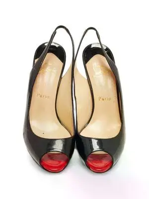 CHRISTIAN LOUBOUTIN Patent Peep-toe Slingback High Stiletto Heel Sandals