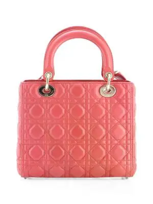 Dior Lady Bag Cannage Quilt Lambskin Medium Satchel - Red