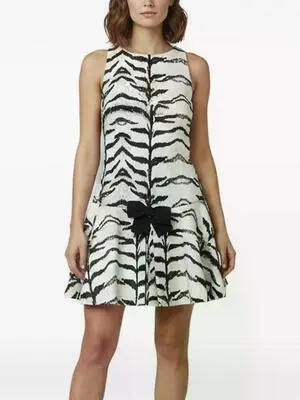 Giambattista Valli Zebra Print Sleeveless Mini Dress - White
