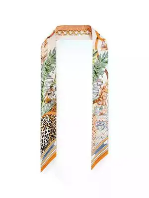 FERRAGAMO Leopard-print Silk Scarf - Orange