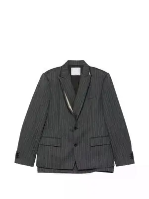 Sacai Pinstripe-pattern Buttoned Blazer - Grey
