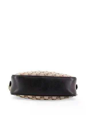 Gucci Gg Marmont Shoulder Bag Diagonal Quilted Gg Canvas With Leather Small Crossbody Bag - Black
