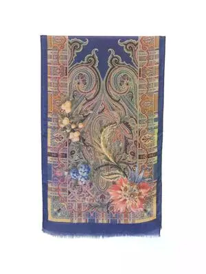 Etro Floral Paisley-print Scarf - Blue