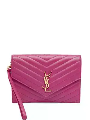 Saint Laurent Cassandre Matelassé Clutch Bag - Pink