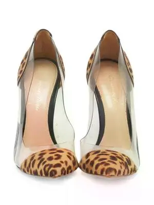 GIANVITO ROSSI Plexi Leopard Print Stiletto Pumps