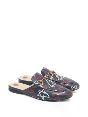 Gucci Princetown Horsebit-detail Flat Mules - Blue