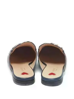 Gucci Princetown Horsebit Detail Flat Mules - Blue