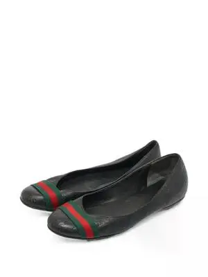 Gucci Web Round-toe Ballet Flats