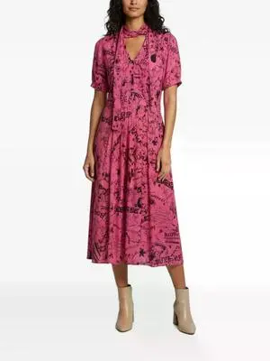 Burberry Antonina Doodle Printed Midi Dress - Pink