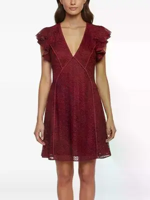 Giambattista Valli Floral-lace V-neck Mini Dress - Red