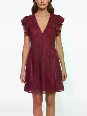 Giambattista Valli Floral-lace V-neck Mini Dress - Red