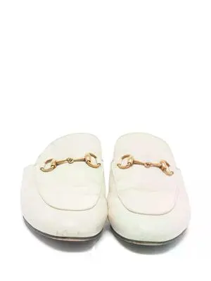 Gucci Princetown Horsebit Detail Flat Mules - White