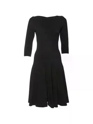 Alaïa Textured-knit Flared Midi Dress - Black