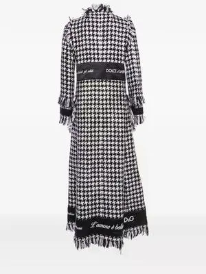 Dolce & Gabbana Houndstooth Fringed Coat