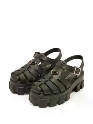 Prada Monolith Platform Sandals - Black