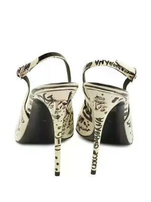 Dolce & Gabbana Graffiti Print Leather Slingback Pumps