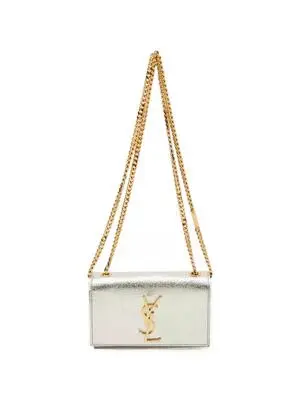 Saint Laurent Small Kate Monogram Shoulder Bag - Silver