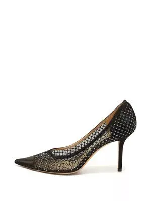 JIMMY CHOO Mesh Crystal Embellished Stiletto Pumps - Black