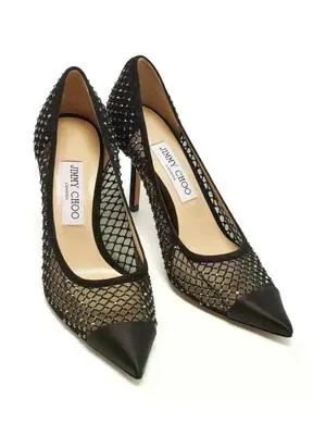 JIMMY CHOO Mesh Crystal Embellished Stiletto Pumps