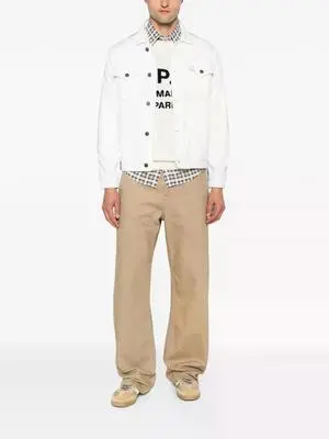 DONDUP Logo-plaque Button-down Denim Jacket - White
