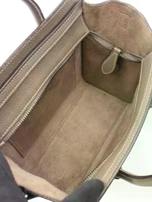Celine 2010-2026 Nano Leather Luggage Tote Satchel - Brown