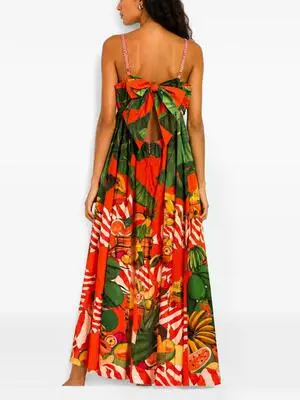 Farm Rio Fruit-print Maxi Dress With Bow Detail
