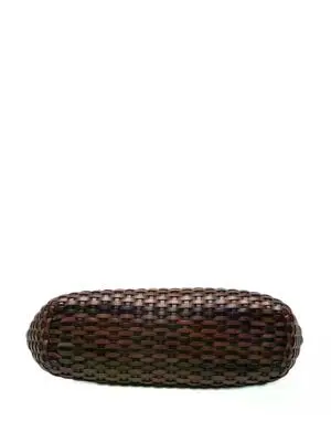 Gucci 20th Century Woven Leather Bamboo Satchel