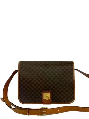 Celine 2012 Macadam Coated Canvas Crossbody Bag - Brown