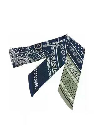 Hermès 2000-2026 Eperon D Or Bandana Silk Twilly Scarf Scarves - Blue
